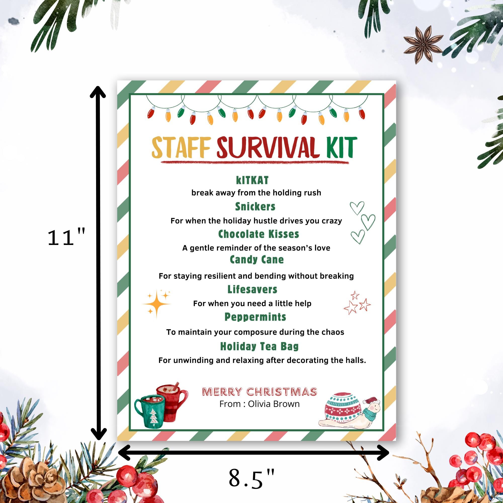 Editable Survival KIT TAGS, STAFF Appreciation Gifts, Employee Candy ...