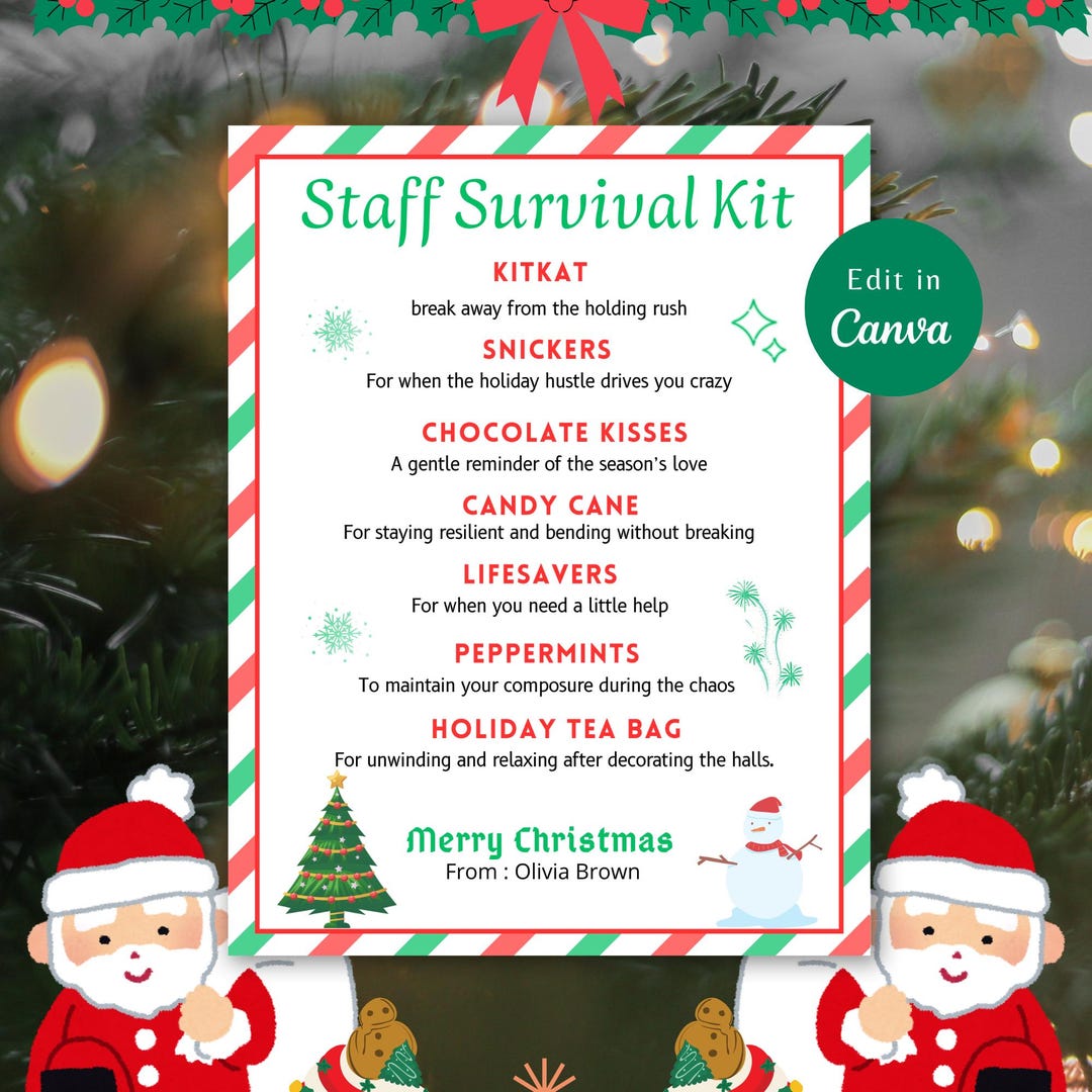 Editable Survival KIT TAGS, STAFF Appreciation Gifts, Employee Candy ...