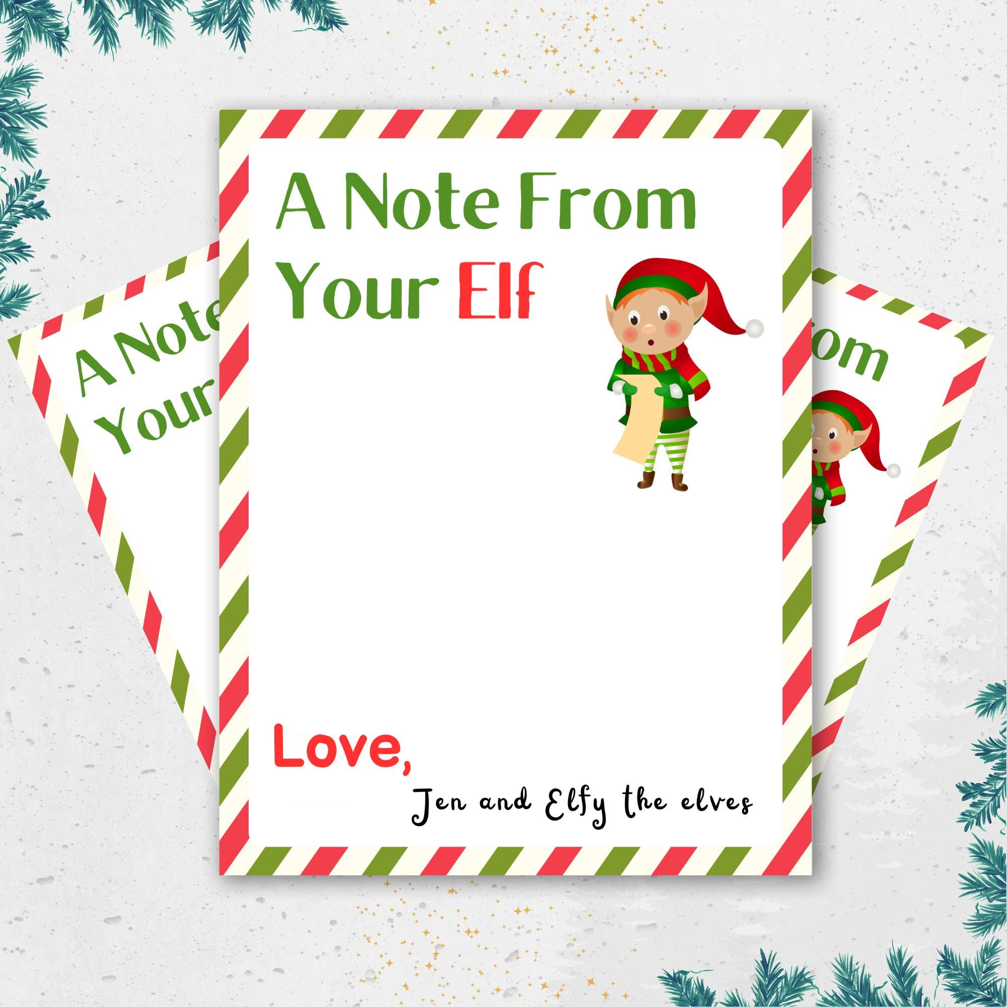 Editable ELF Note CARD, Charming CHRISTMAS Elf Notes Template, Perfect ...