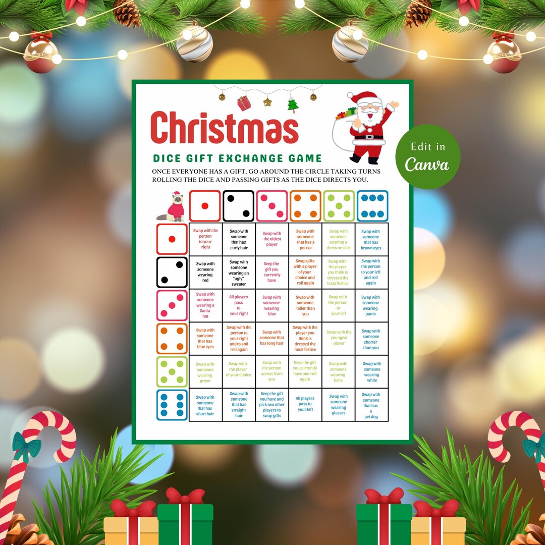 Editable Christmas GIFT Exchange Dice GAME, Printable Group Fun, Easy ...