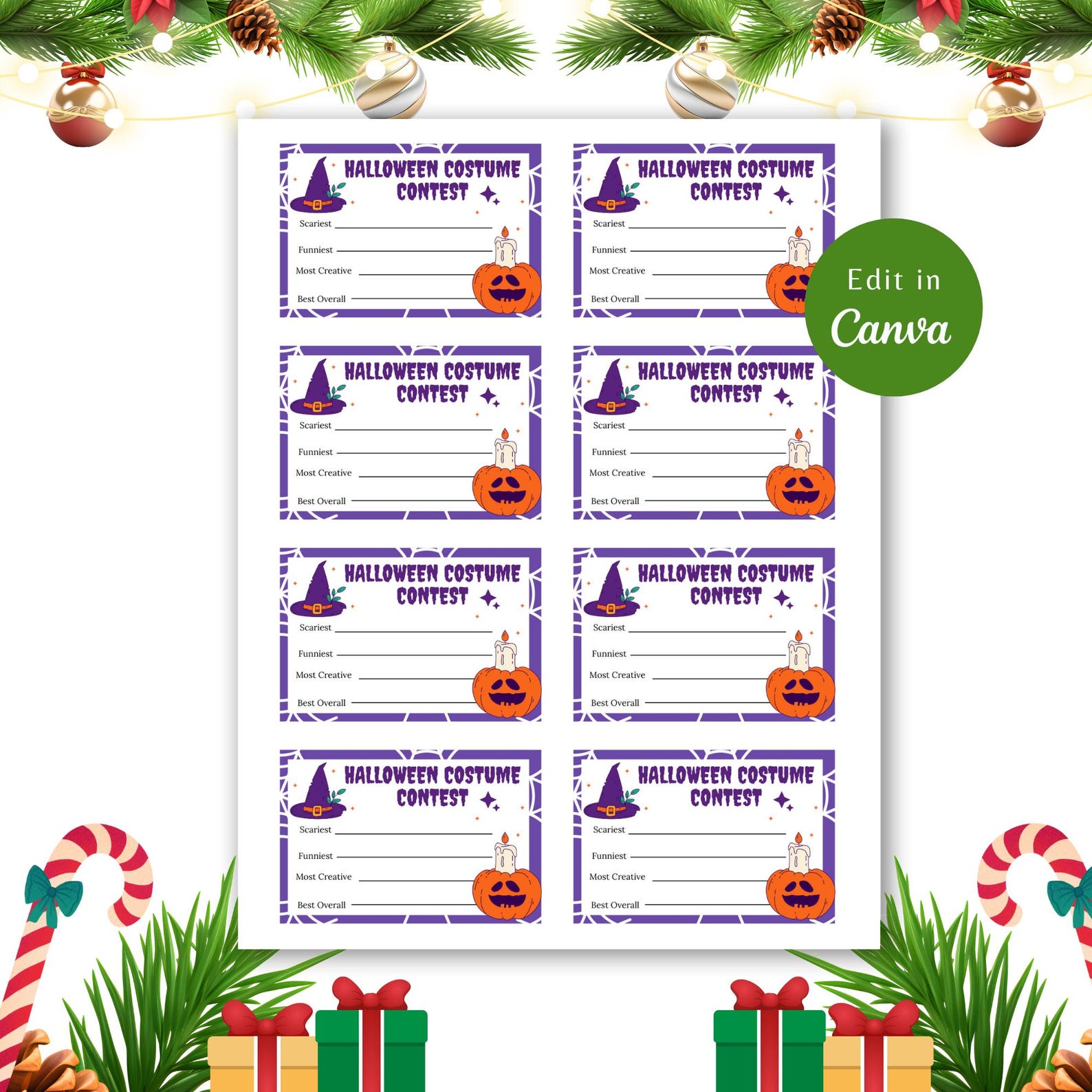 Editable HALLOWEEN COSTUME CONTEST Ballot, ,halloween Costume Contest ...