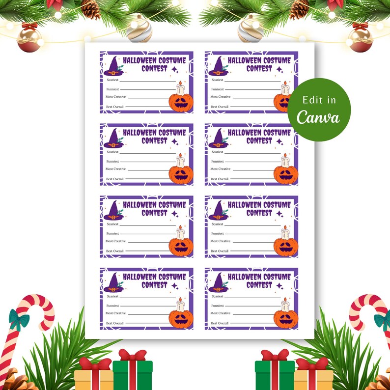 Editable HALLOWEEN COSTUME CONTEST Ballot, ,halloween Costume Contest ...