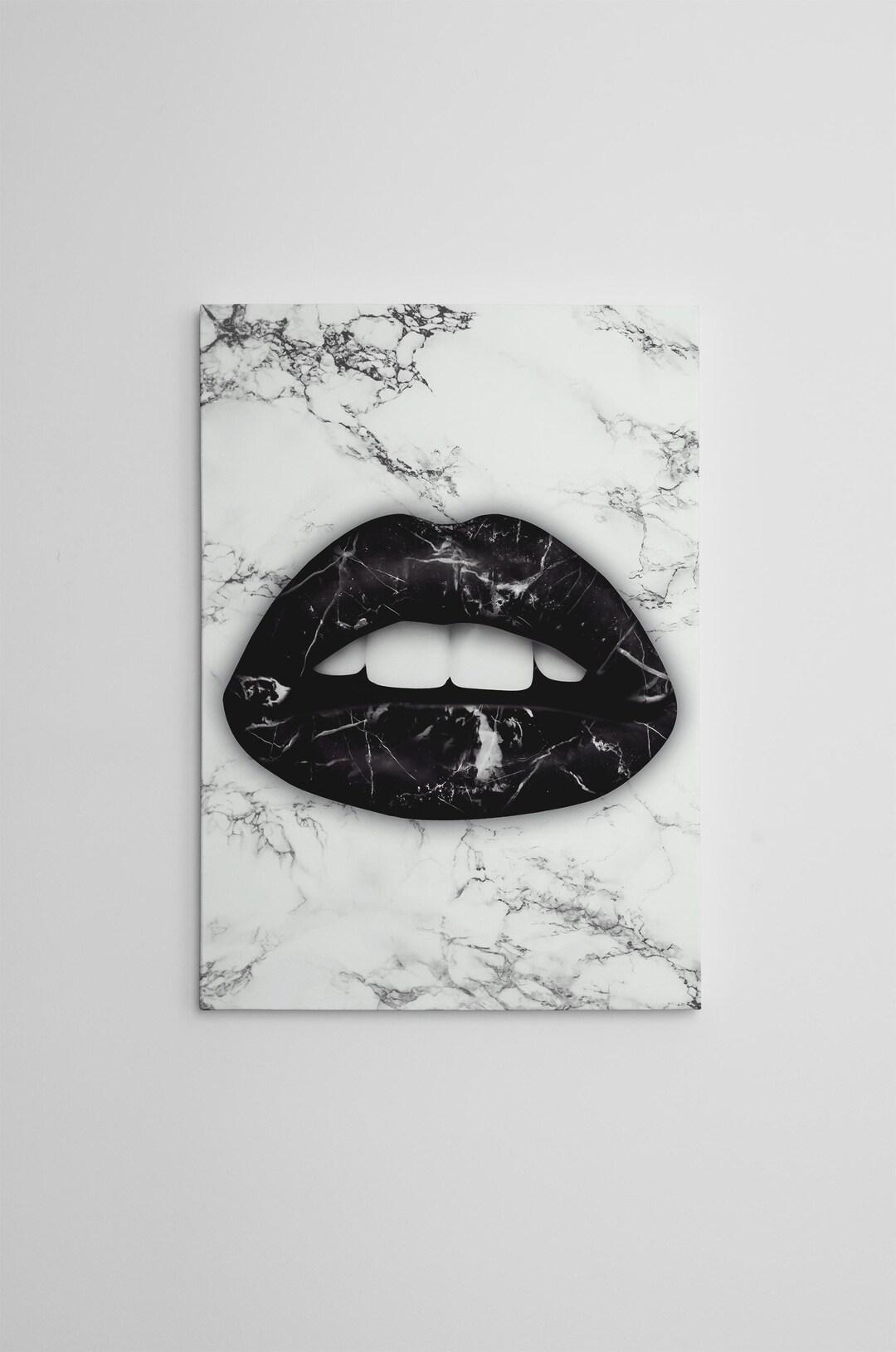 Marble Kiss - Monochrome Marble Lips Art Print - Etsy