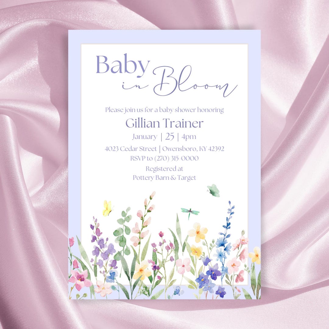 Baby in Bloom Baby Shower Invitation Template, Customizable Canva ...