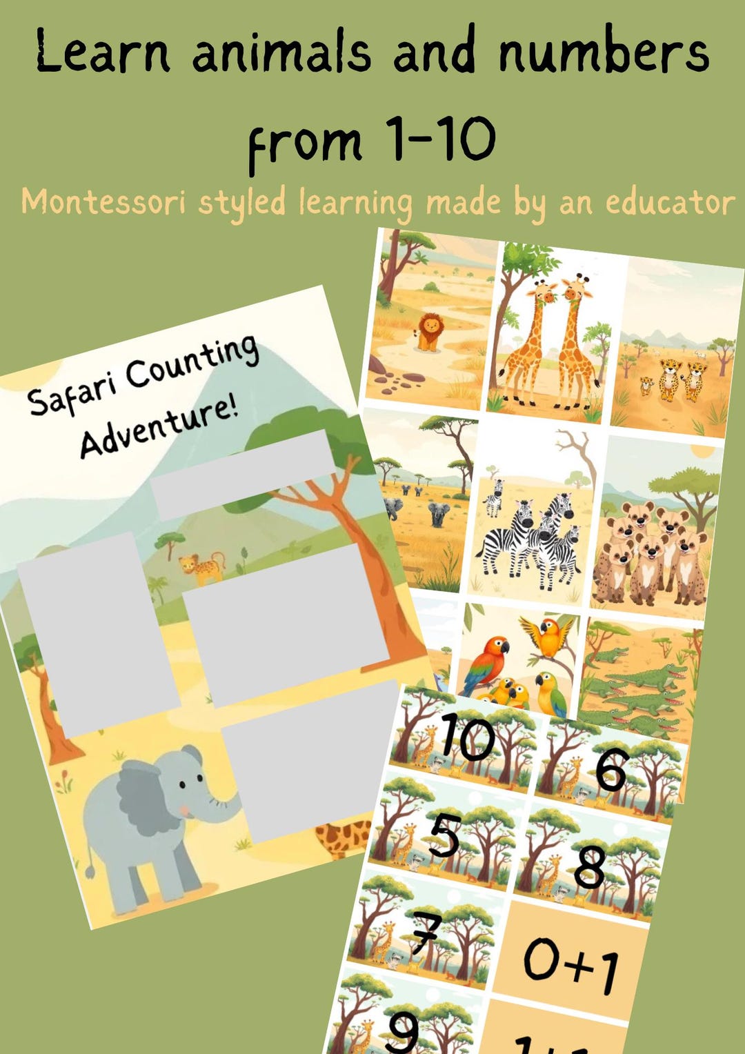 Safari Animals Math Learning Bundle, Digital Montessori Materials, Fun ...