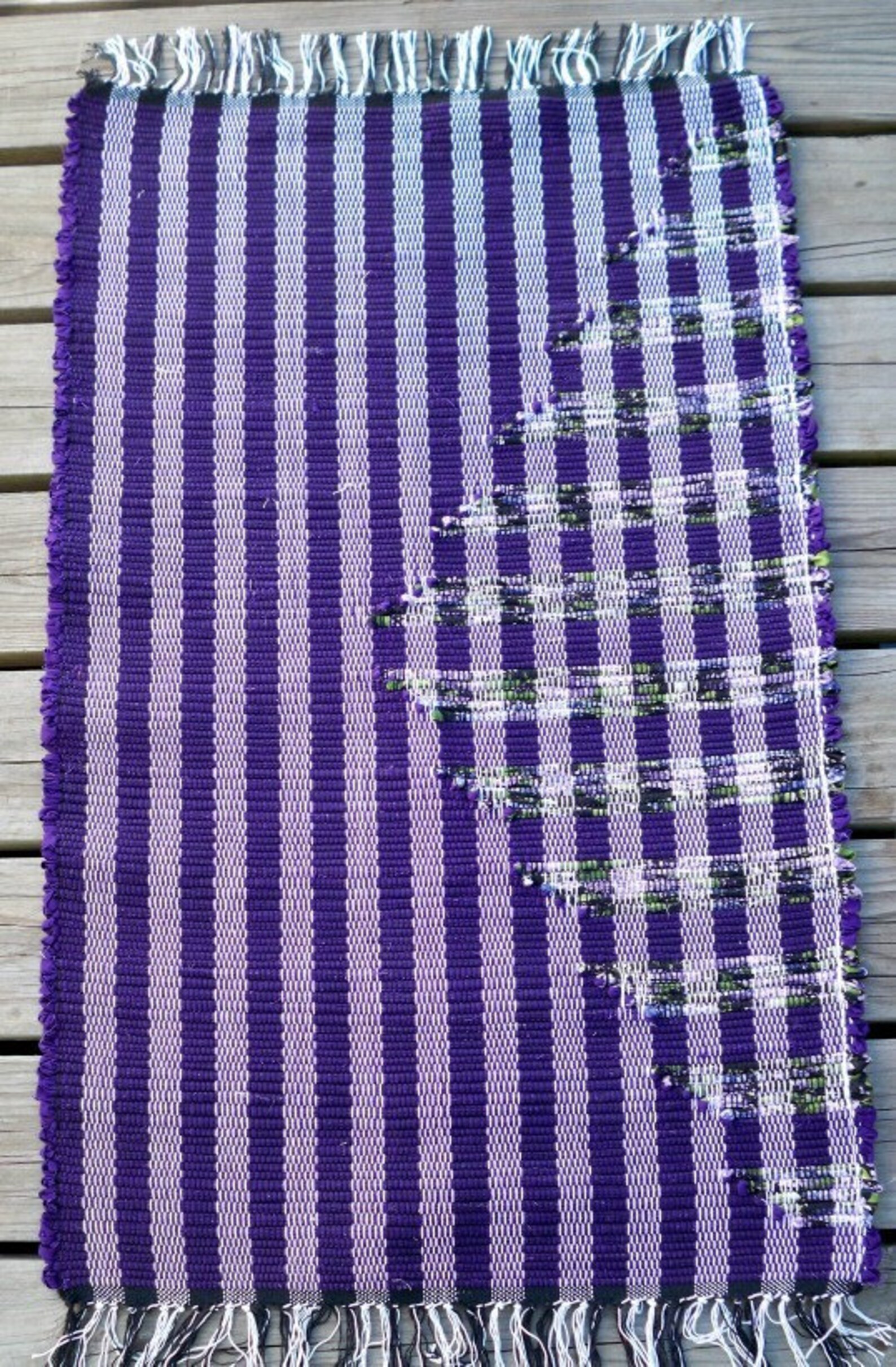 Handwoven Rag Rug, "basic Geometry" Pattern - Purple, Lilac Multi (inv ...