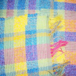 Handwoven Rag Rug - Pastel Yellow, Rose, Blue, Green - Handwoven ...