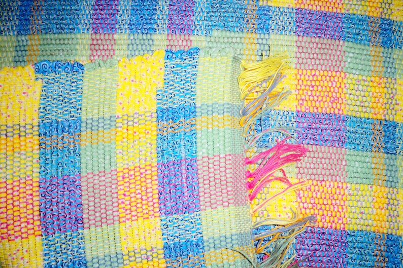 Handwoven Rag Rug - Pastel Yellow, Rose, Blue, Green - Handwoven ...