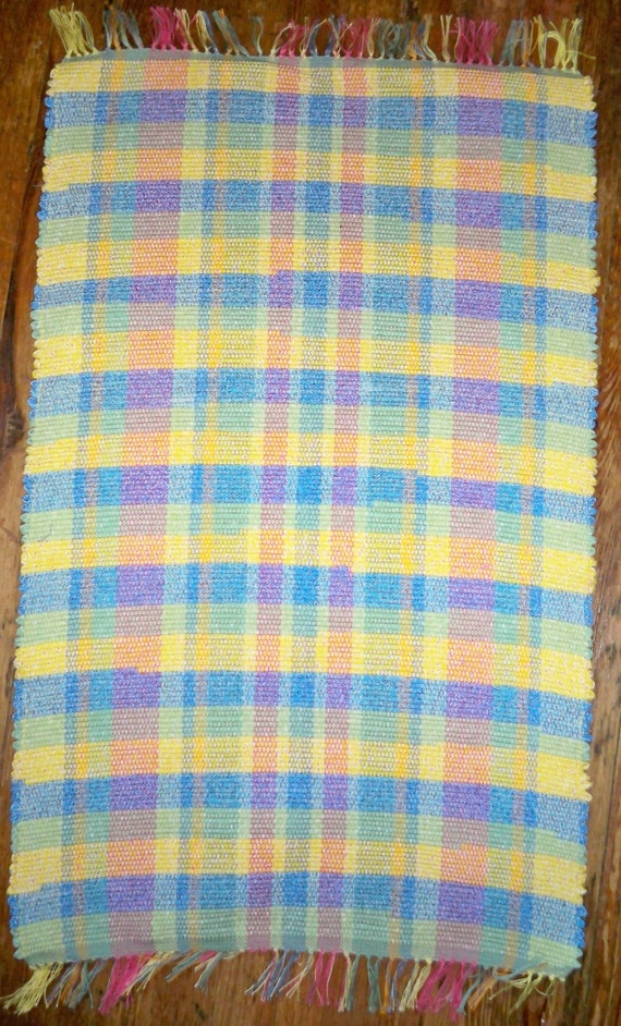 Handwoven Rag Rug Pastel Yellow Rose Blue Green - Etsy