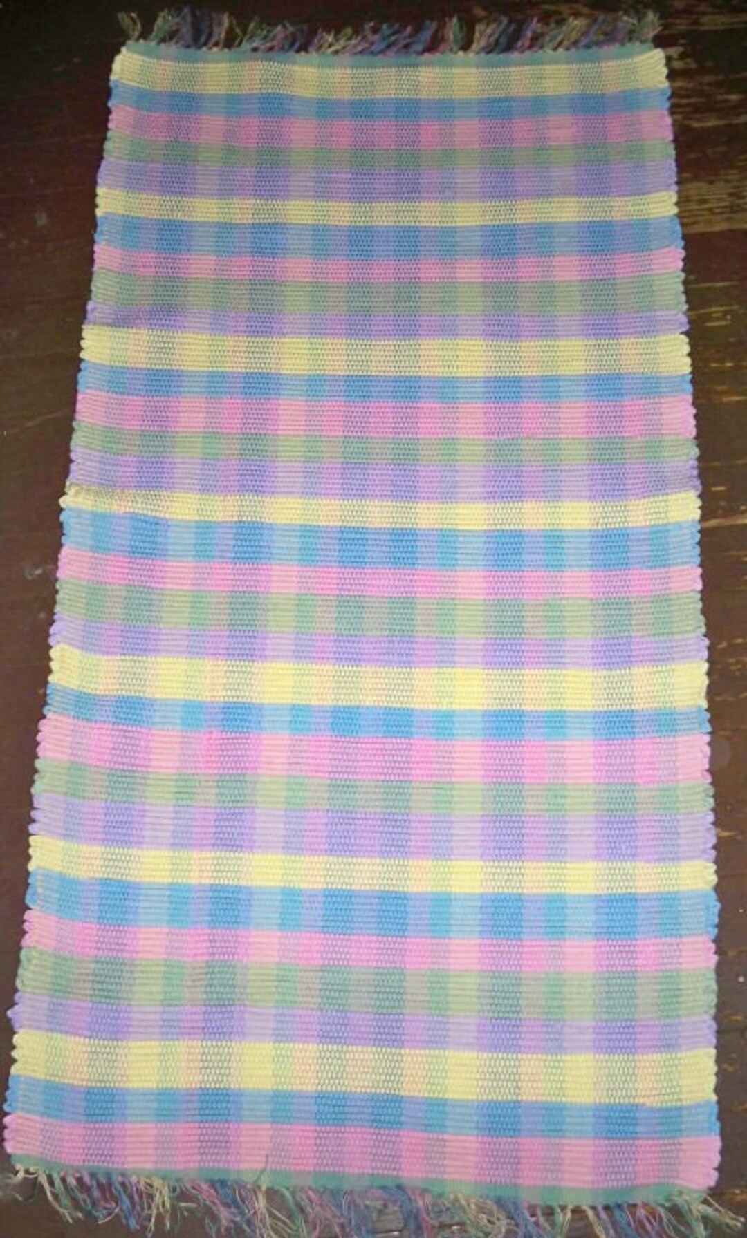 Handwoven 5-color Rag Rug - Inv. ID# 04-0871 - Etsy