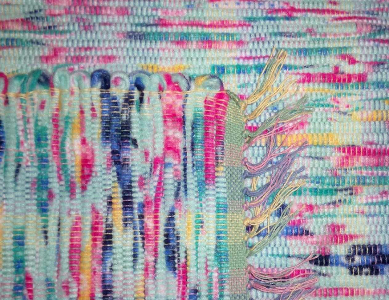 Handwoven Rag Rug - Pastel Green Multi - One of a Kind - Inv. ID #03 ...