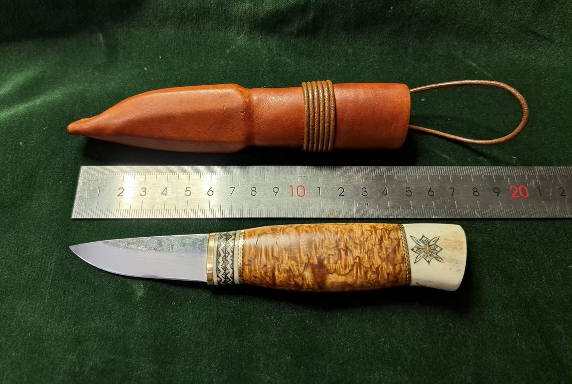 Small Scandinavian Pukko Knife,neckknife/ Neck Knife, Raindeer Antler ...