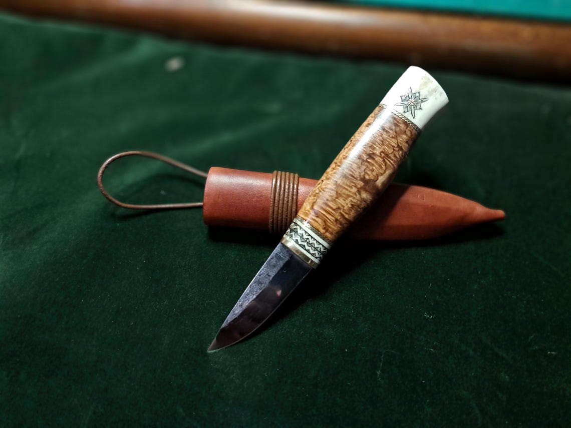 Small Scandinavian Pukko Knife,neckknife/ Neck Knife, Raindeer Antler ...