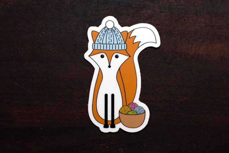 Fox Knitting Sticker Vinyl Woodland Animal Knitter Sticker - Etsy