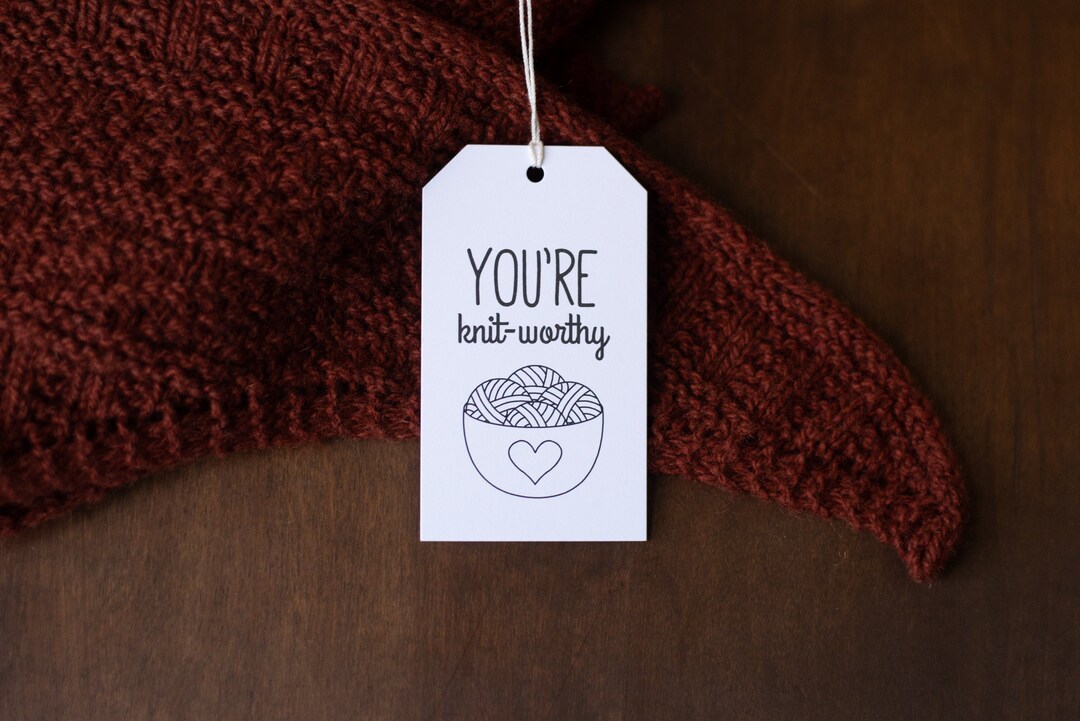 Knitting Gift Tag, Funny Gift Tag, Tag for Knitted Gifts, White ...