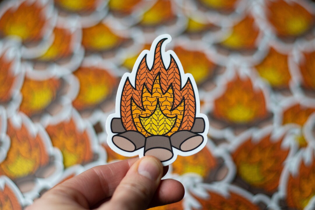 Campfire Knitting Sticker, Camping Sticker, Knitter Sticker, Gifts for ...
