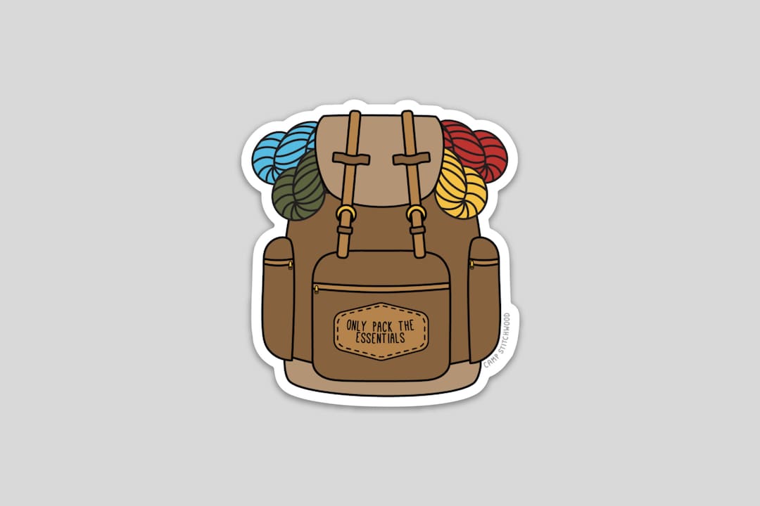 Hiking Backpack Yarn Sticker: Knitter Gift, Crochet Lover Vinyl Decal ...