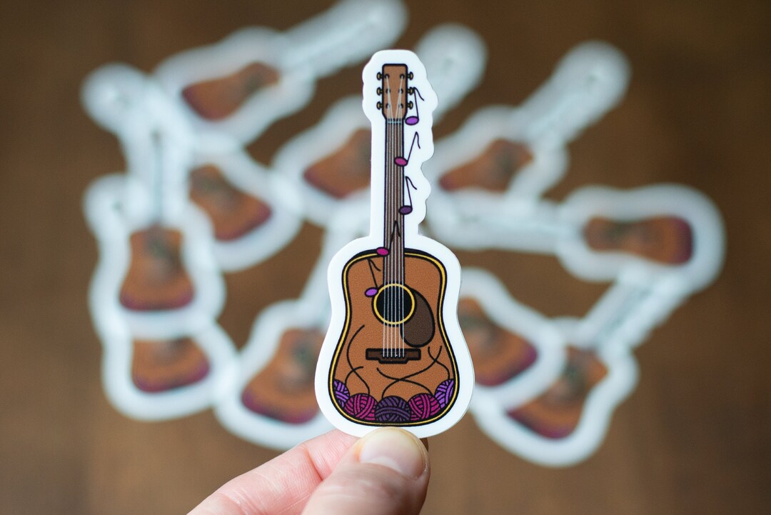 Guitar Yarn Sticker, Vinyl Guitar Sticker, Musical Instrument Sticker ...