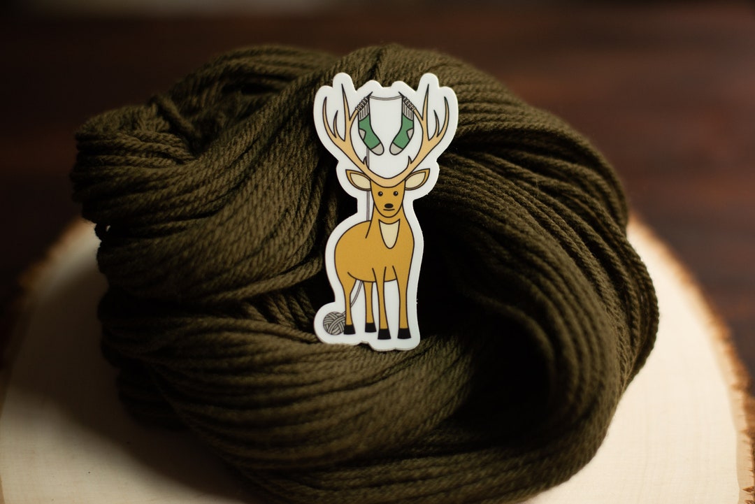 Knitting Sticker, Deer Knitter, Vinyl Woodland Animal Knitter Sticker ...