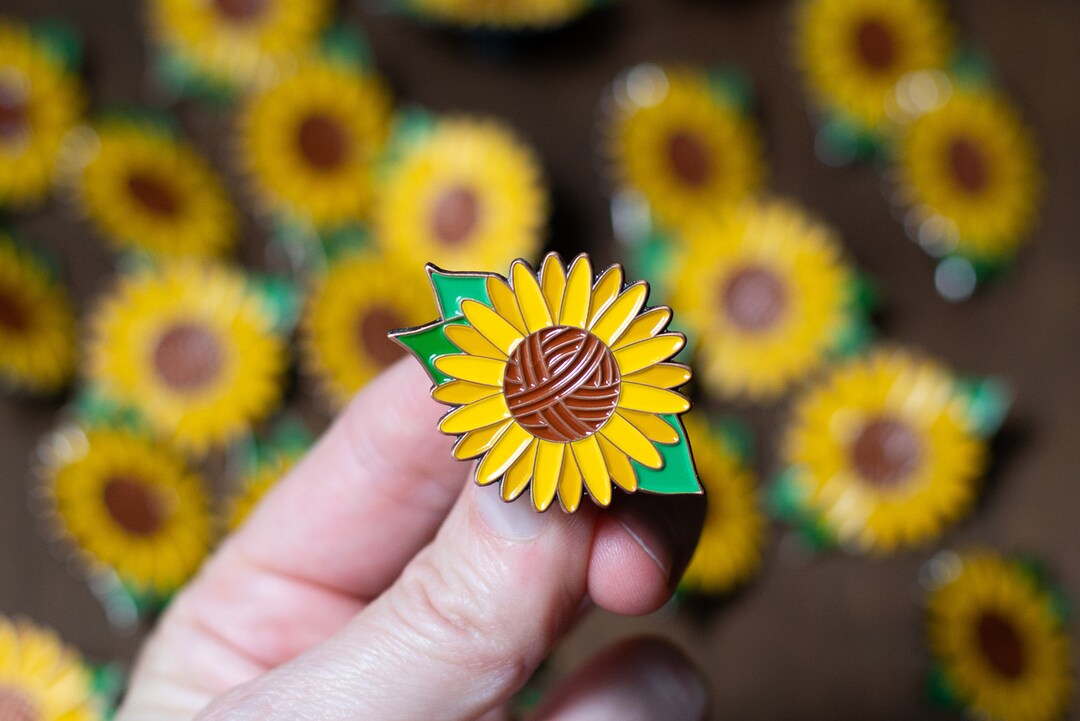 Yarn Enamel Pin, Sunflower Enamel Pin, Knitting Enamel Pin, Crochet ...