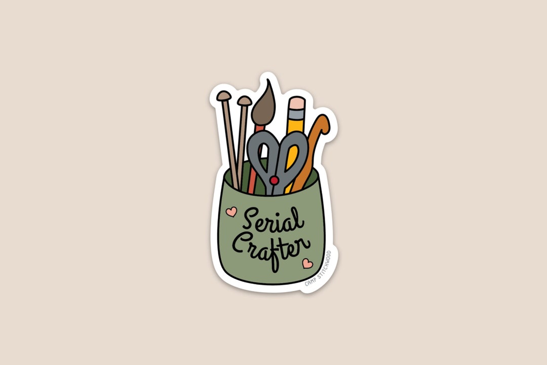 Serial Crafter Sticker, Crafting Vinyl Sticker, Crafty Decal, Laptop ...