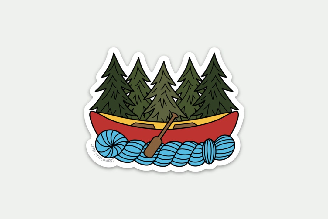 Canoe Yarn Sticker, Vinyl Knitting Sticker, Boat River Water Sticker ...