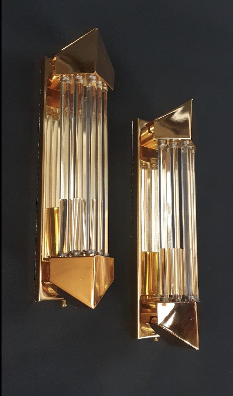 Honsel - Pair of 2 Wall Scones / Lamp in Art Deco Style - Metal ...