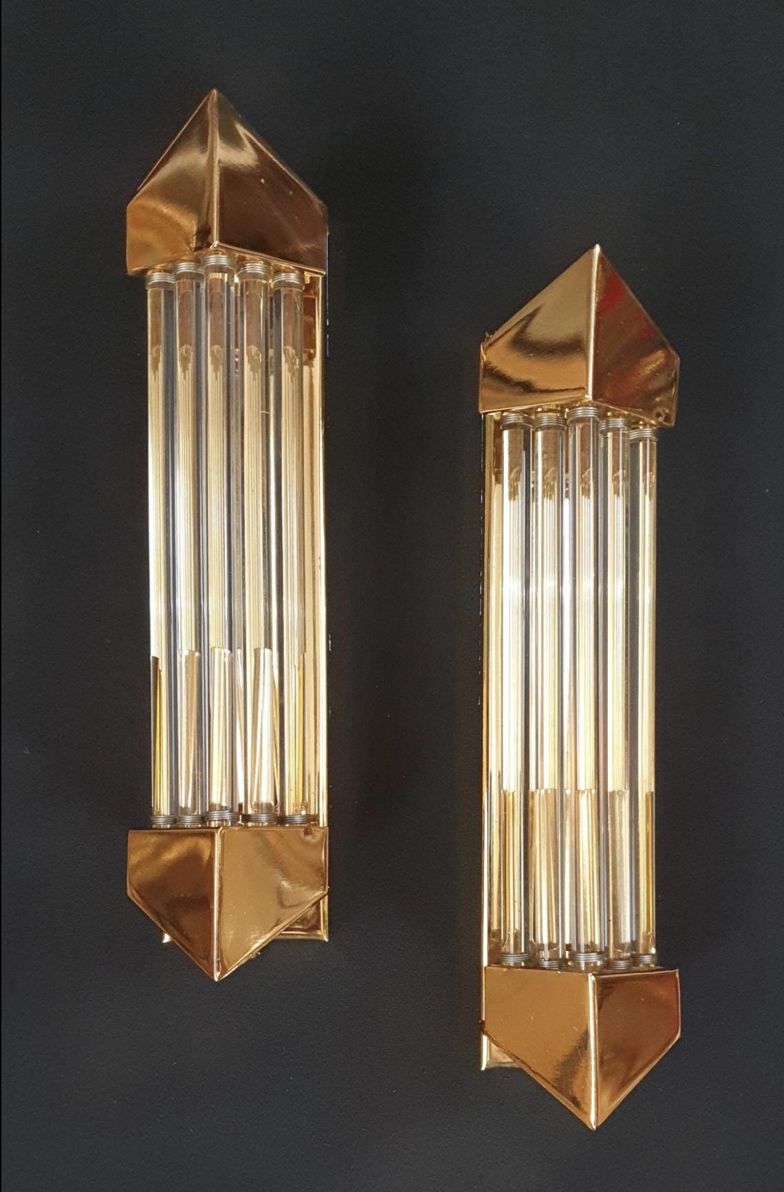 Honsel - Pair of 2 Wall Scones / Lamp in Art Deco Style - Metal ...