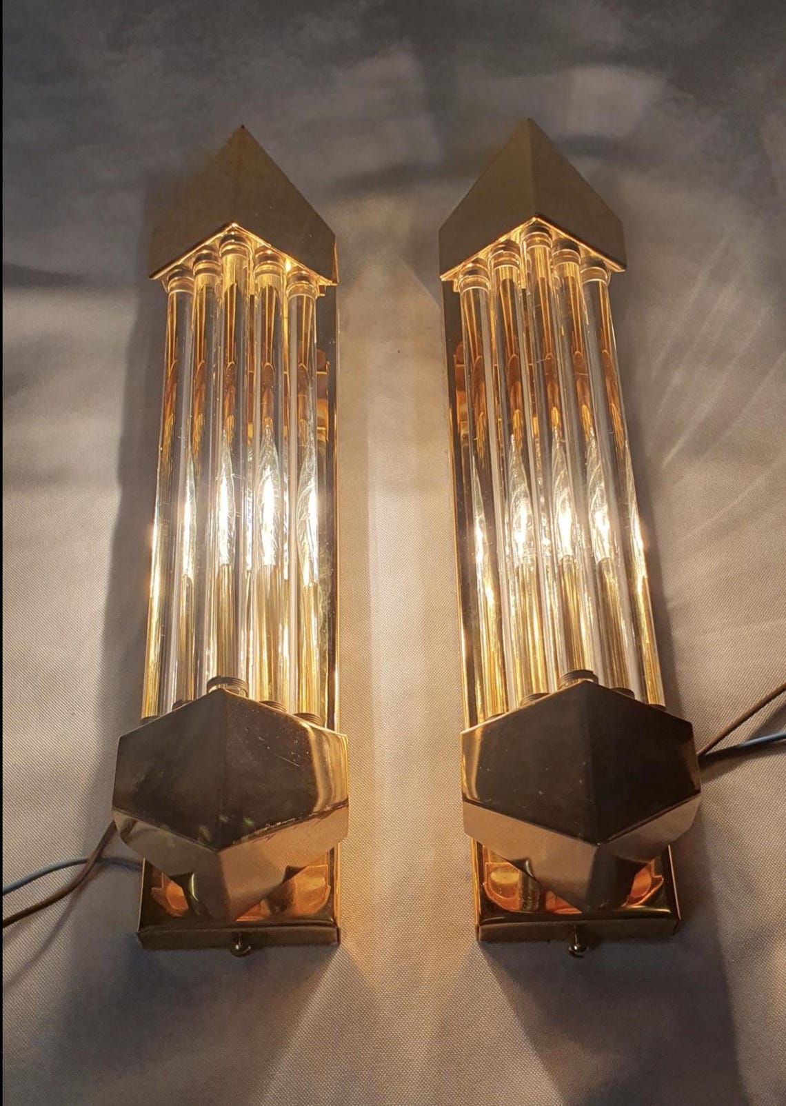 Honsel - Pair of 2 Wall Scones / Lamp in Art Deco Style - Metal ...