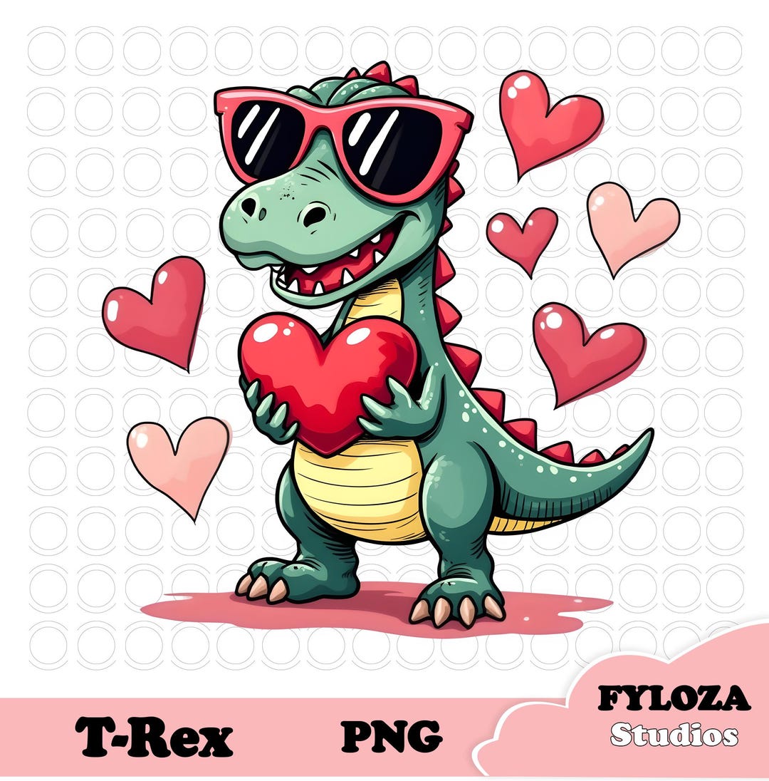 Valentine's Day T-rex Png Romantic Dinosaur Love Png, Cute Dino Love ...