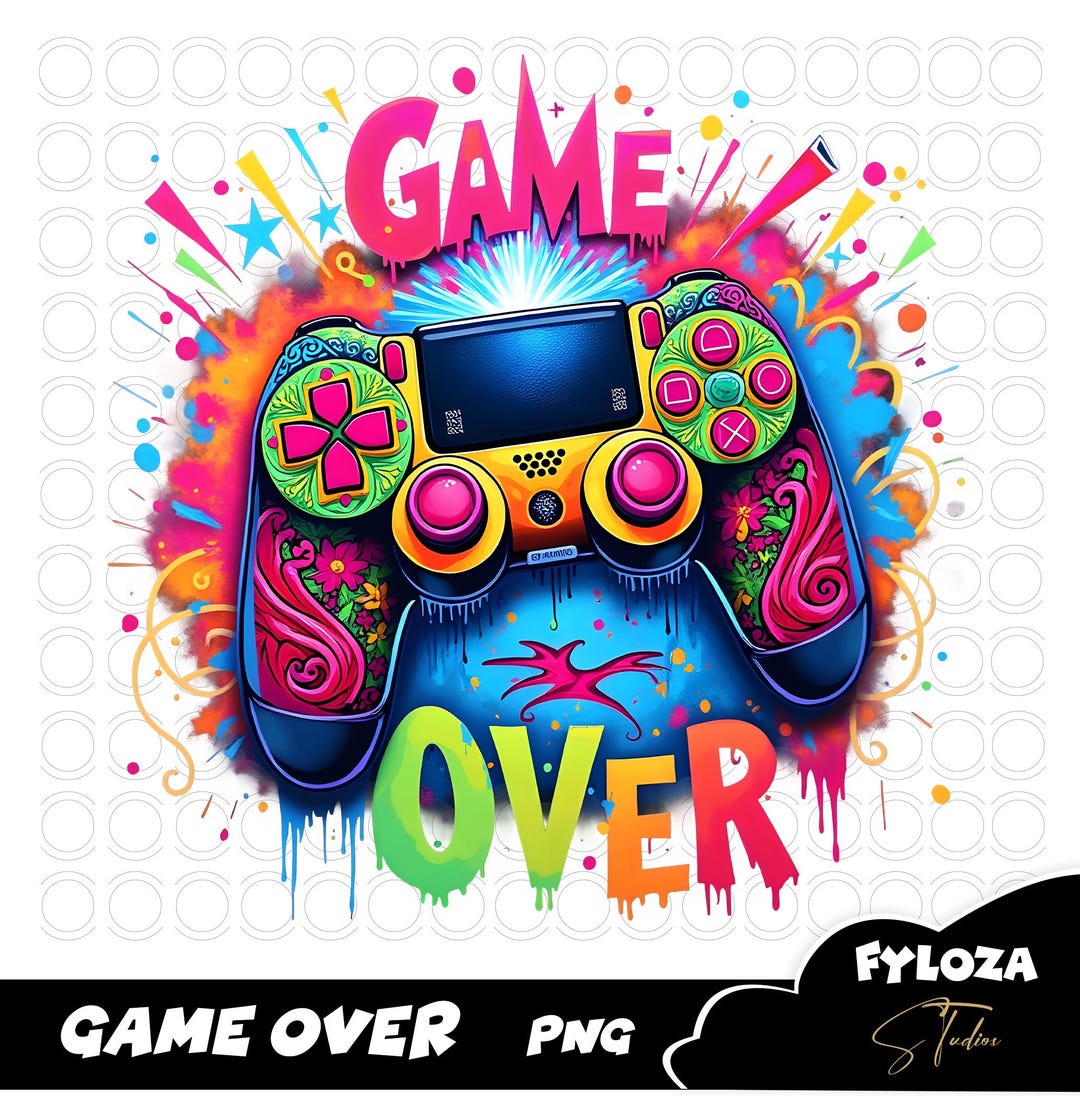 Game Over Png | Graffiti Gaming Controller Sublimation Design | Urban ...