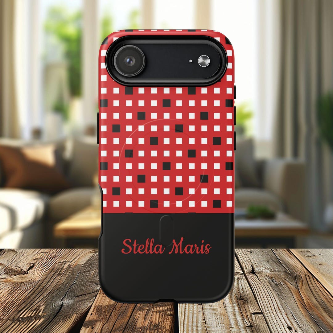 Personalized Crimson Gridlock iPhone Case, Tough Magnetic Magsafe - Etsy