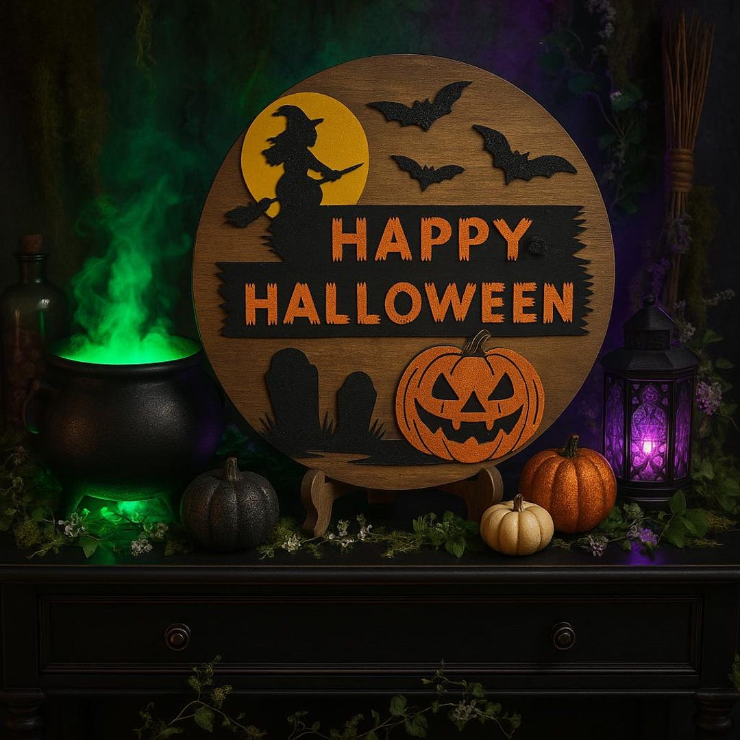 Happy Halloween Layered Wood Door Sign - Etsy
