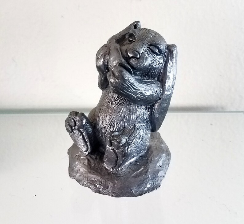 Vintage Pewter Rabbit Figurine Michael Ricker Rabbit on Cell | Etsy