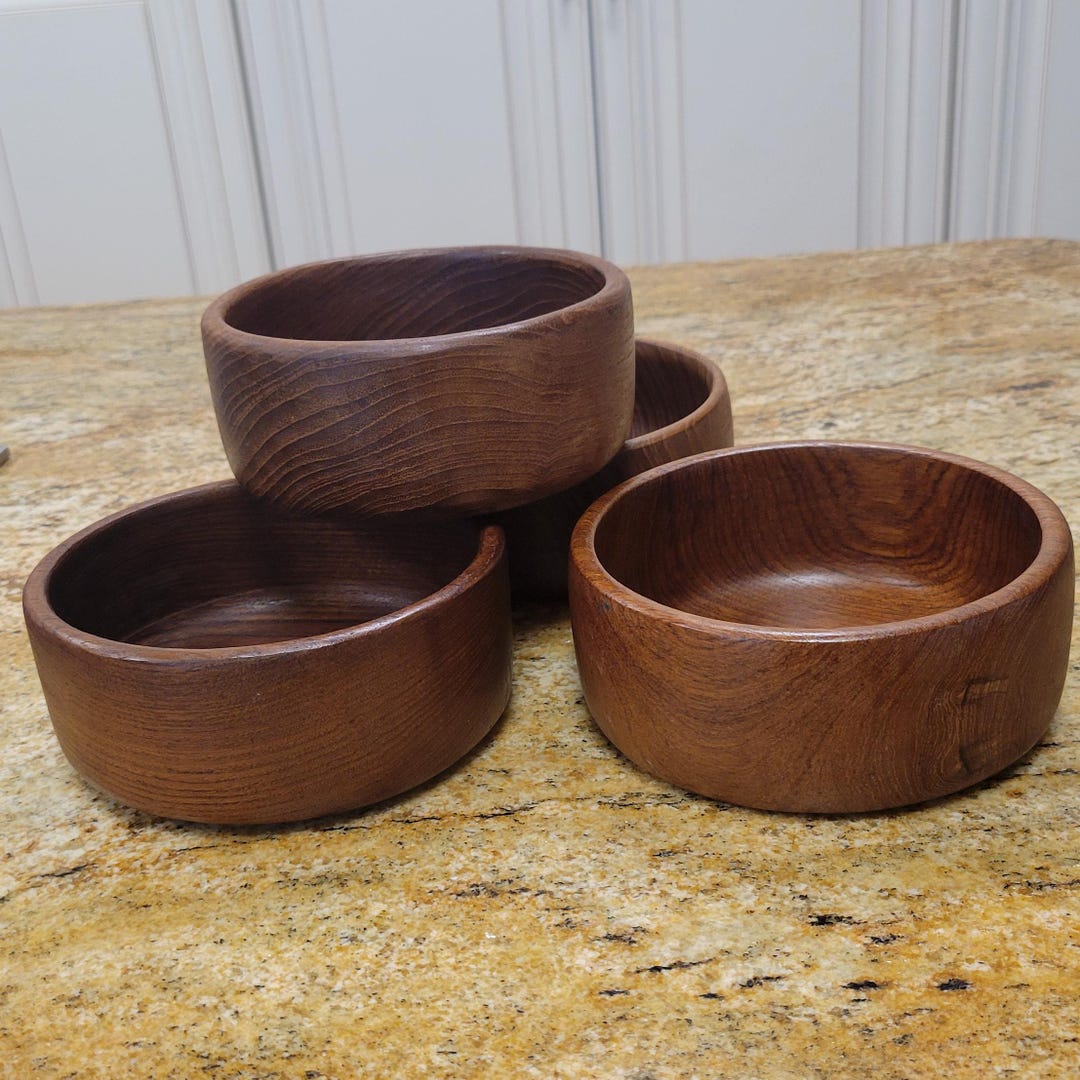 Teak Side Salad Bowls Wood Goodwood Set of Four Mid Century Vintage - Etsy