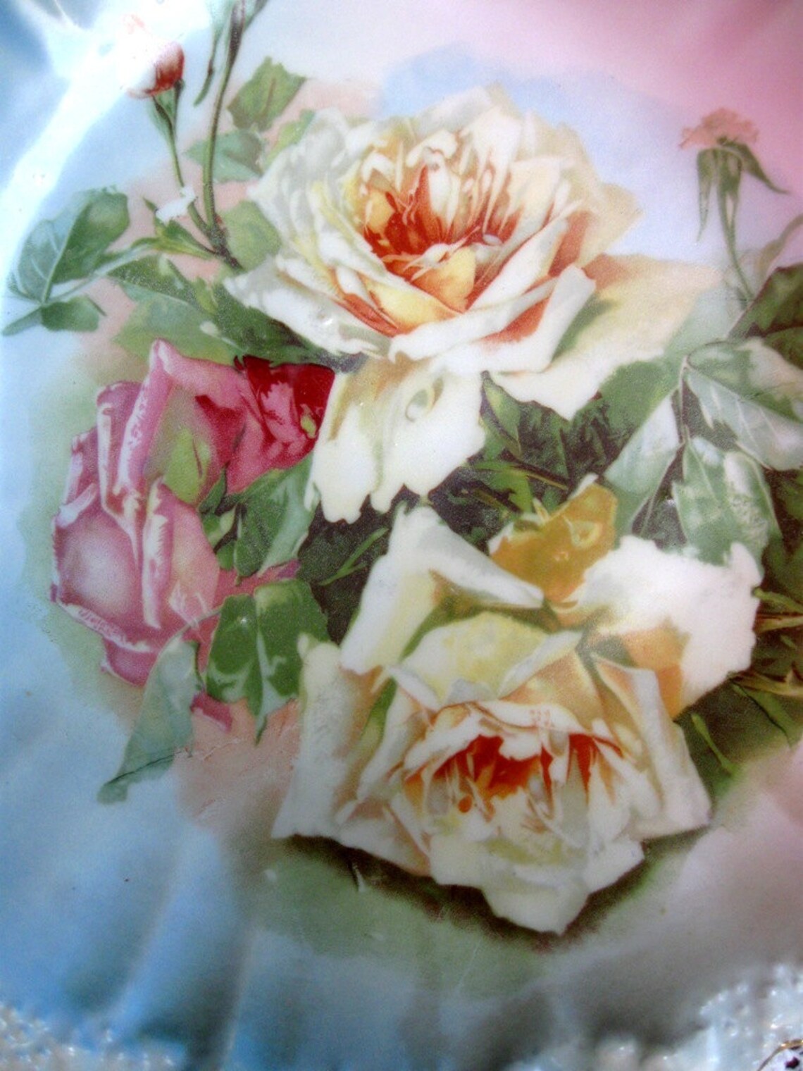 Vintage RS Prussia Bowl Decorative Roses Open Handled Stipple | Etsy