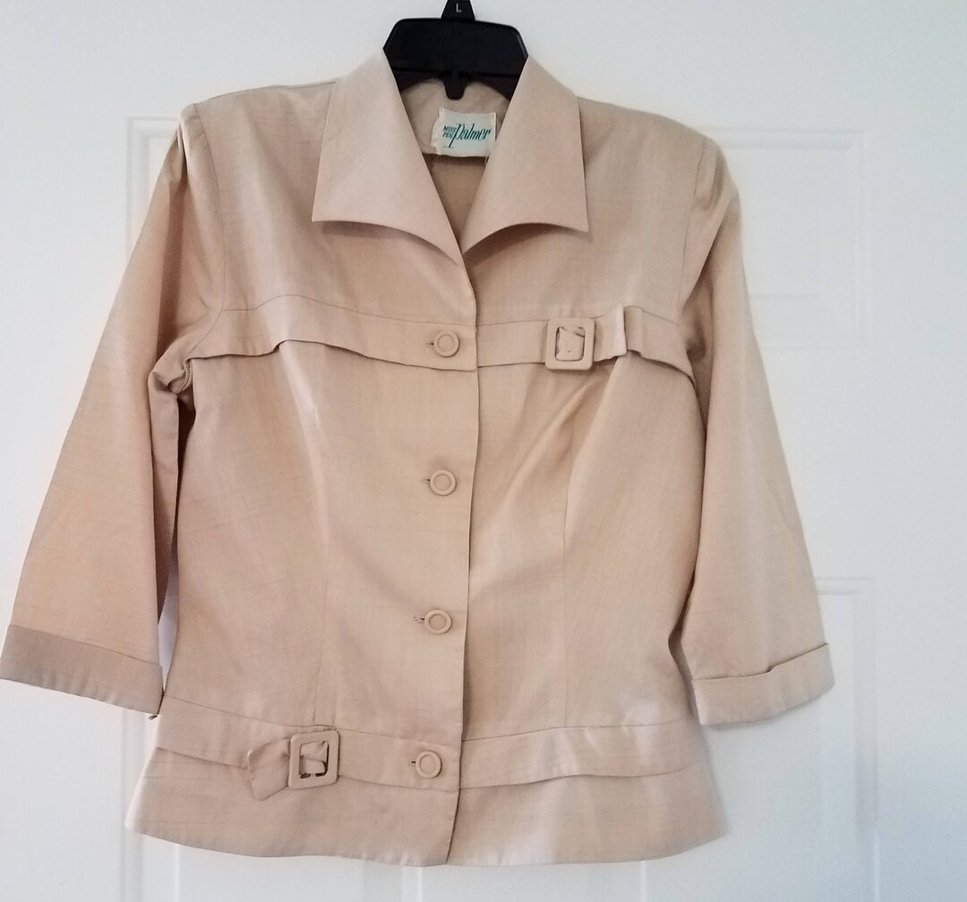 1940s Suit Jacket and Skirt Tan Beige Miss Peg Palmer Fitted Hourglass ...