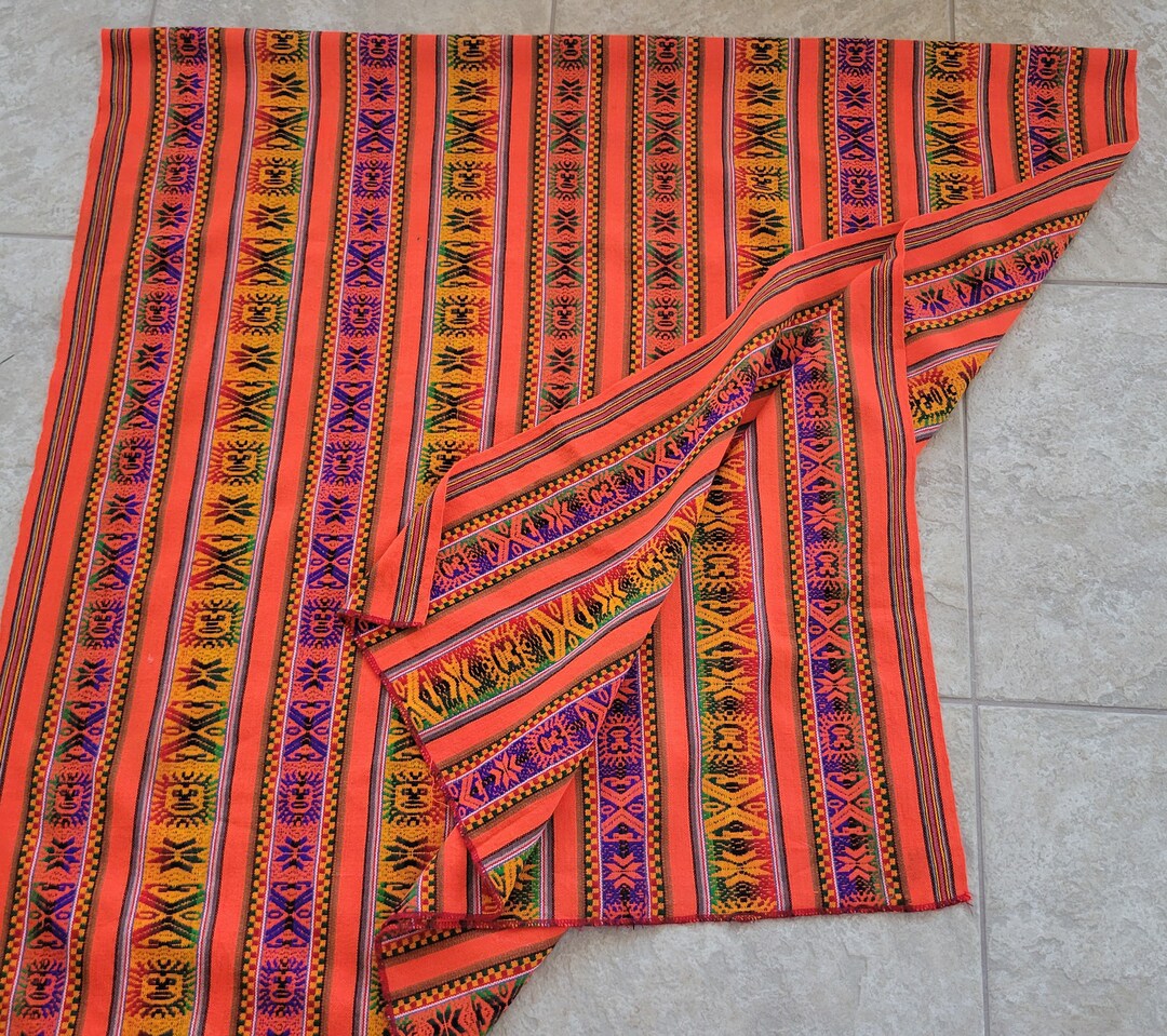 Vintage Peruvian Textile Fabric Tablecloth Blanket Hand Woven Hand Dyed ...