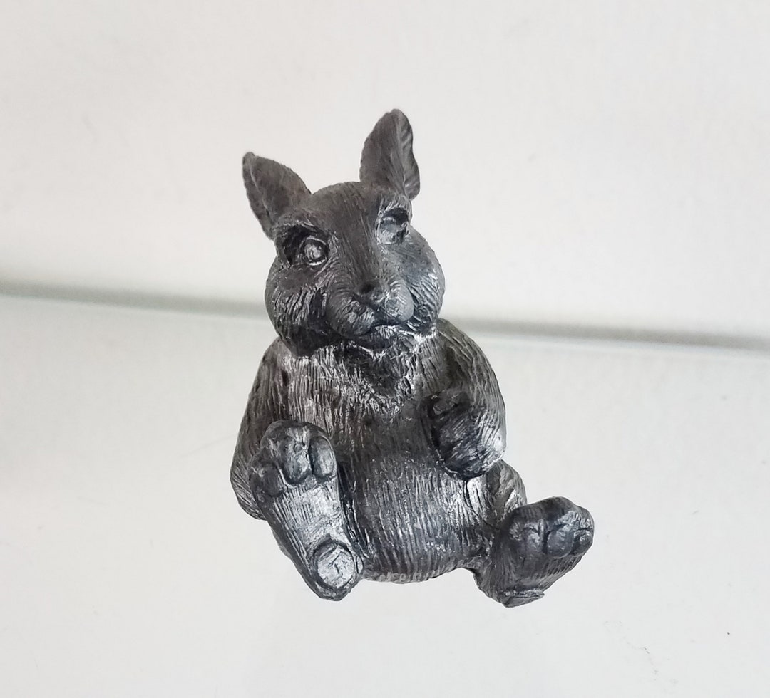 Pewter Rabbit Collectible Figurine Michael Ricker Reclining Rabbit ...