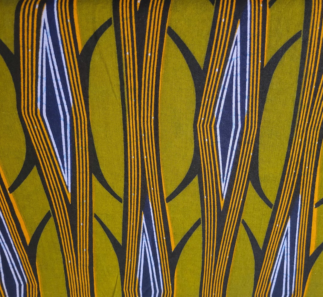 Vintage African Fabric Wax Print Hitarget Green Orange Ankara Tribal ...