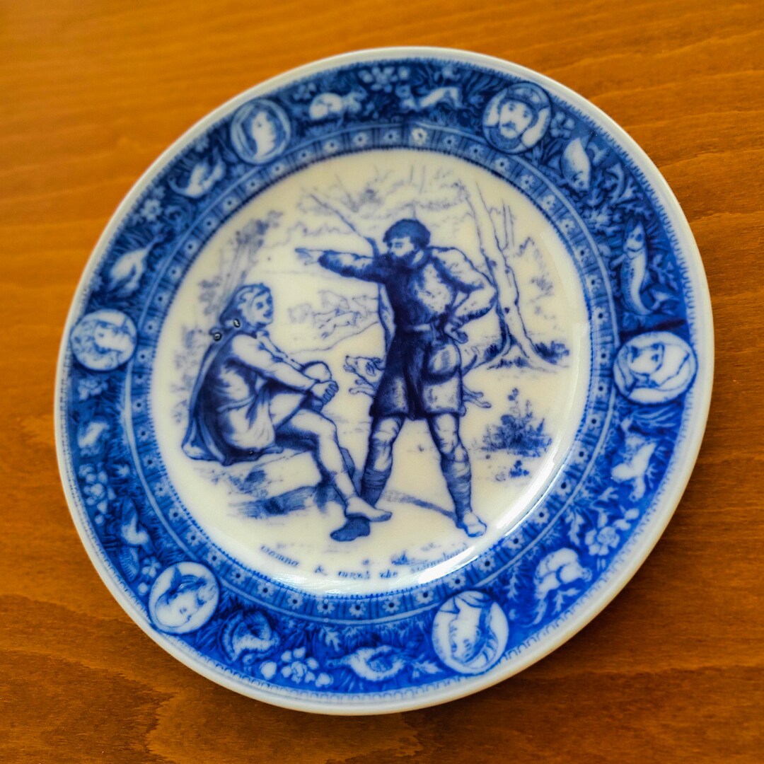 Wedgwood Ivanhoe Flow Blue Dinner Plate Wamba & Gurth the Swineherd ...
