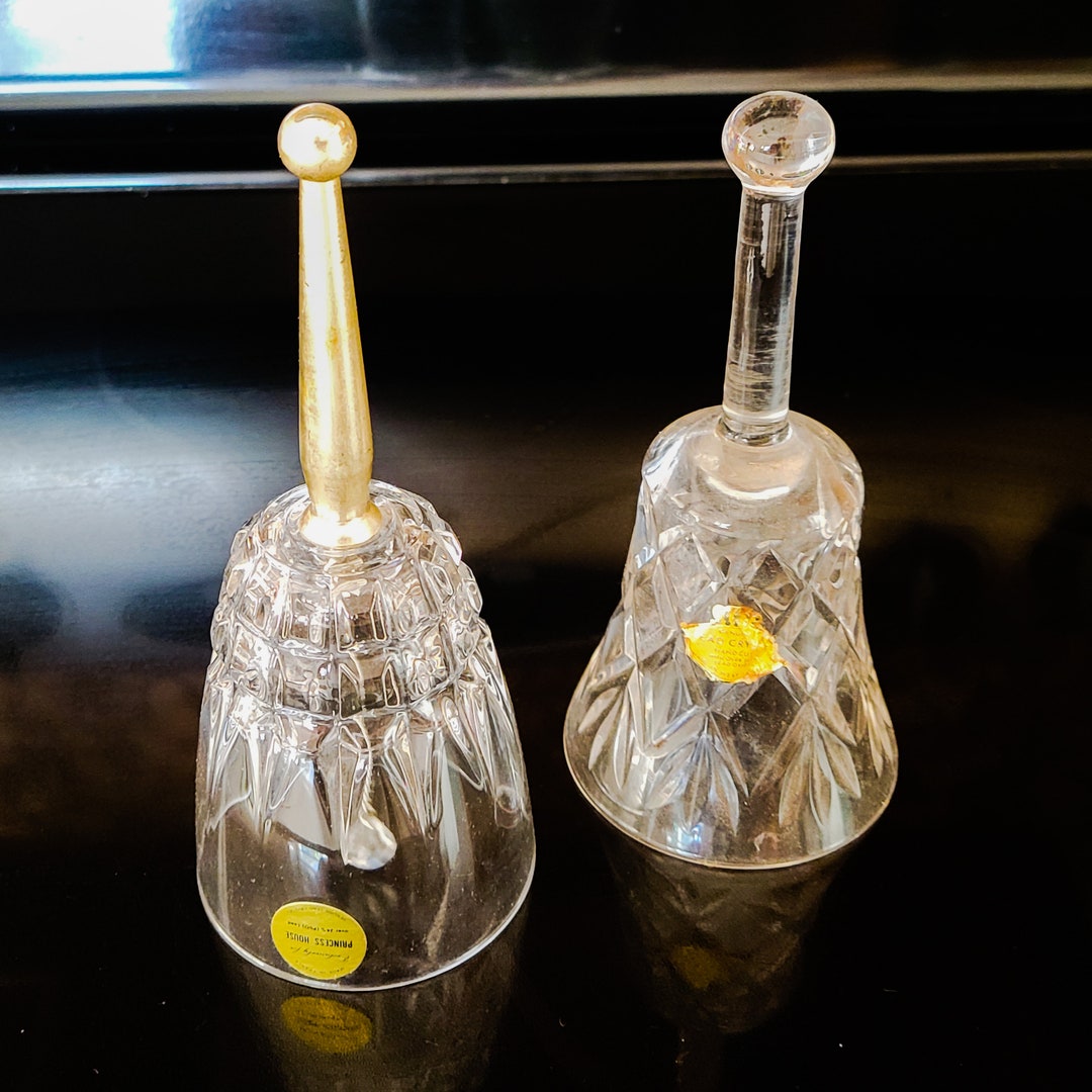 Vintage Lead Crystal Bells Princess House Silver Handle Hand Cut Made ...