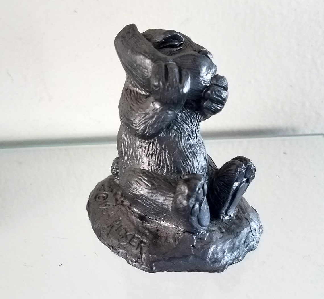 Vintage Pewter Rabbit Figurine Michael Ricker Rabbit on Cell | Etsy