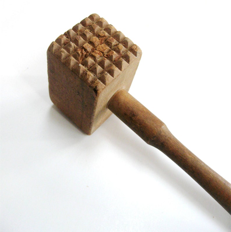 Vintage Wooden Mallet Meat Tenderizer Rustic Primitive Wood Etsy