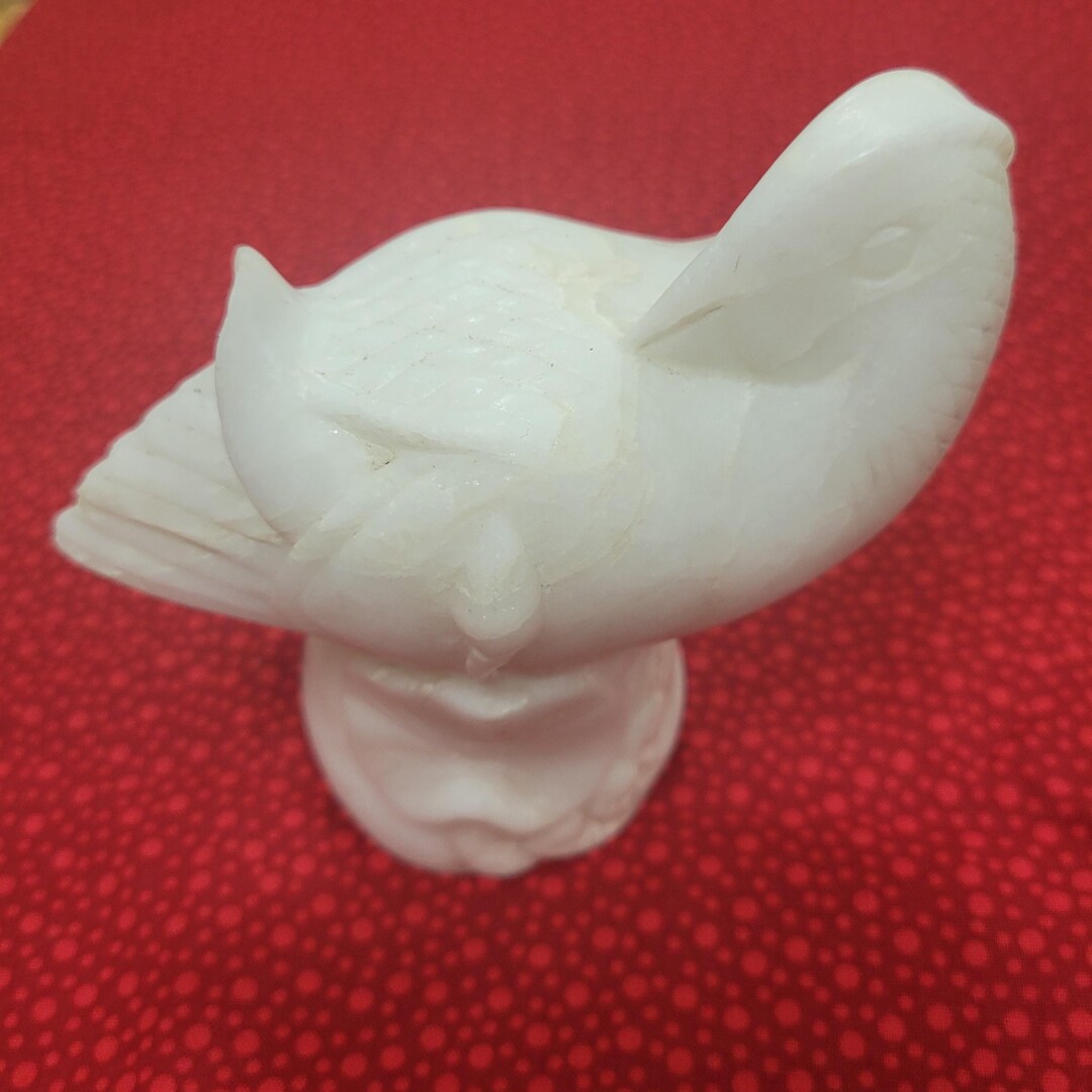 Alabaster White Bird Art Sculpture Natural Stone, Folk Art Figurine ...