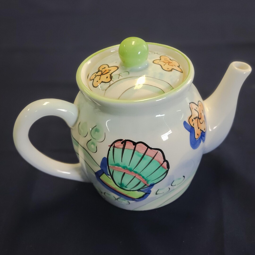 Teapot Seashell Tropical Decor Bella Ceramics Teapot Decorative ...
