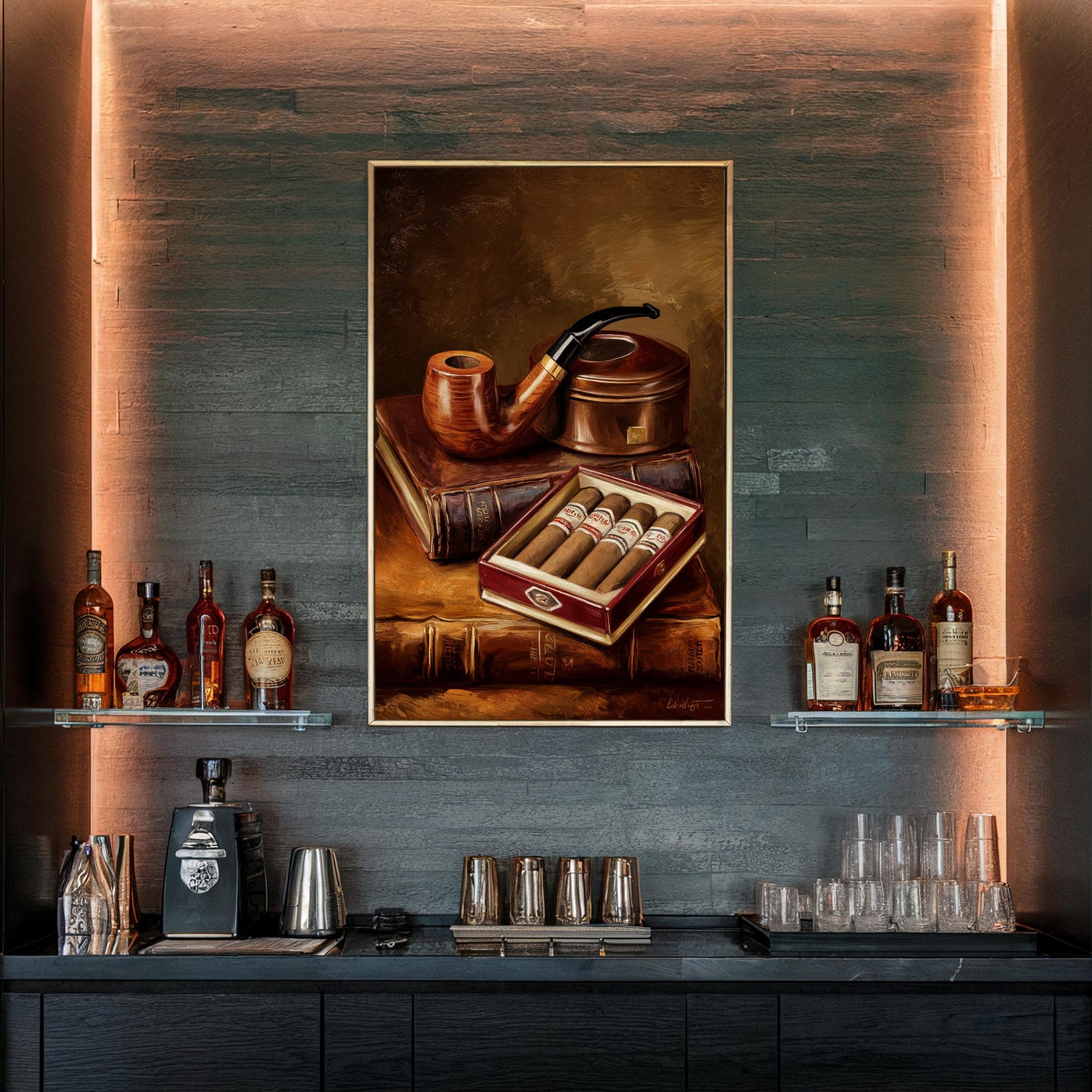 Vintage Cigar - Pipe Print, Gift for Cigar Lovers, Man Cave Decor ...