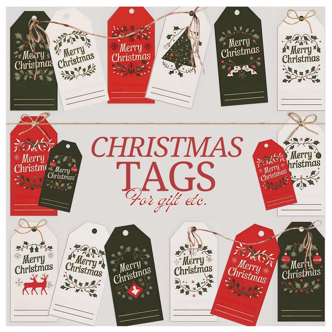 Digital Christmas Gift Tags, Printable Christmas Tags, Christmas Tag ...