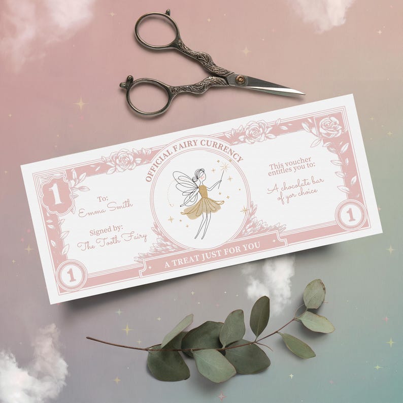 Printable Tooth Fairy Money, Pink & Blue, Editable Voucher (digital ...