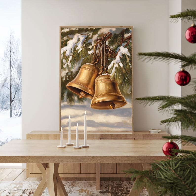 Vintage Christmas Jingle Bells, Antique Christmas Print,christmas Brass ...